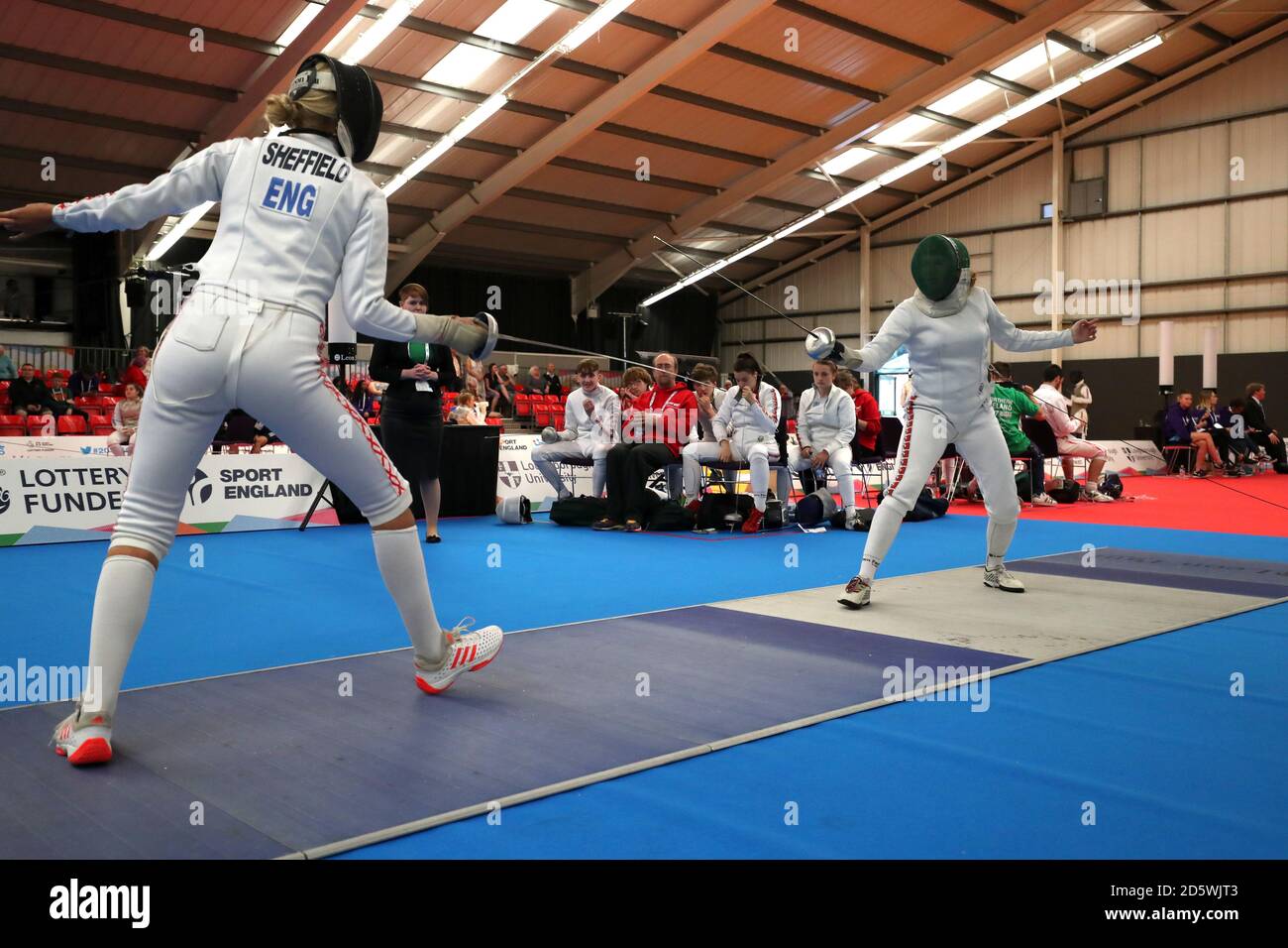 England's Laura Sheffield and Wales' Abigail Watkins compete during the ...
