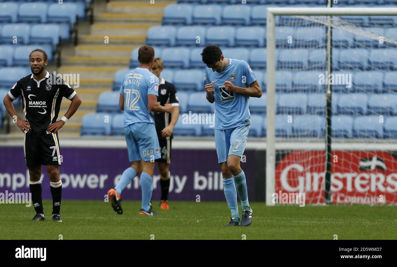 Coventry City's Peter Vincenti celebrates at the end of the match Stock ...