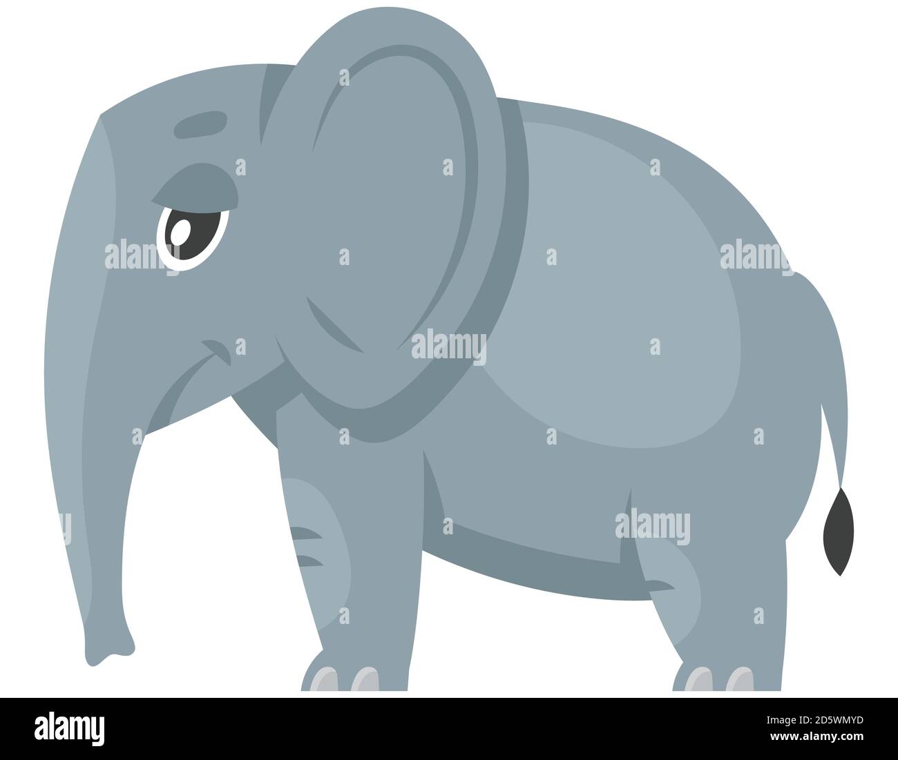 Standing baby elephant side view. African animal in cartoon style Stock ...