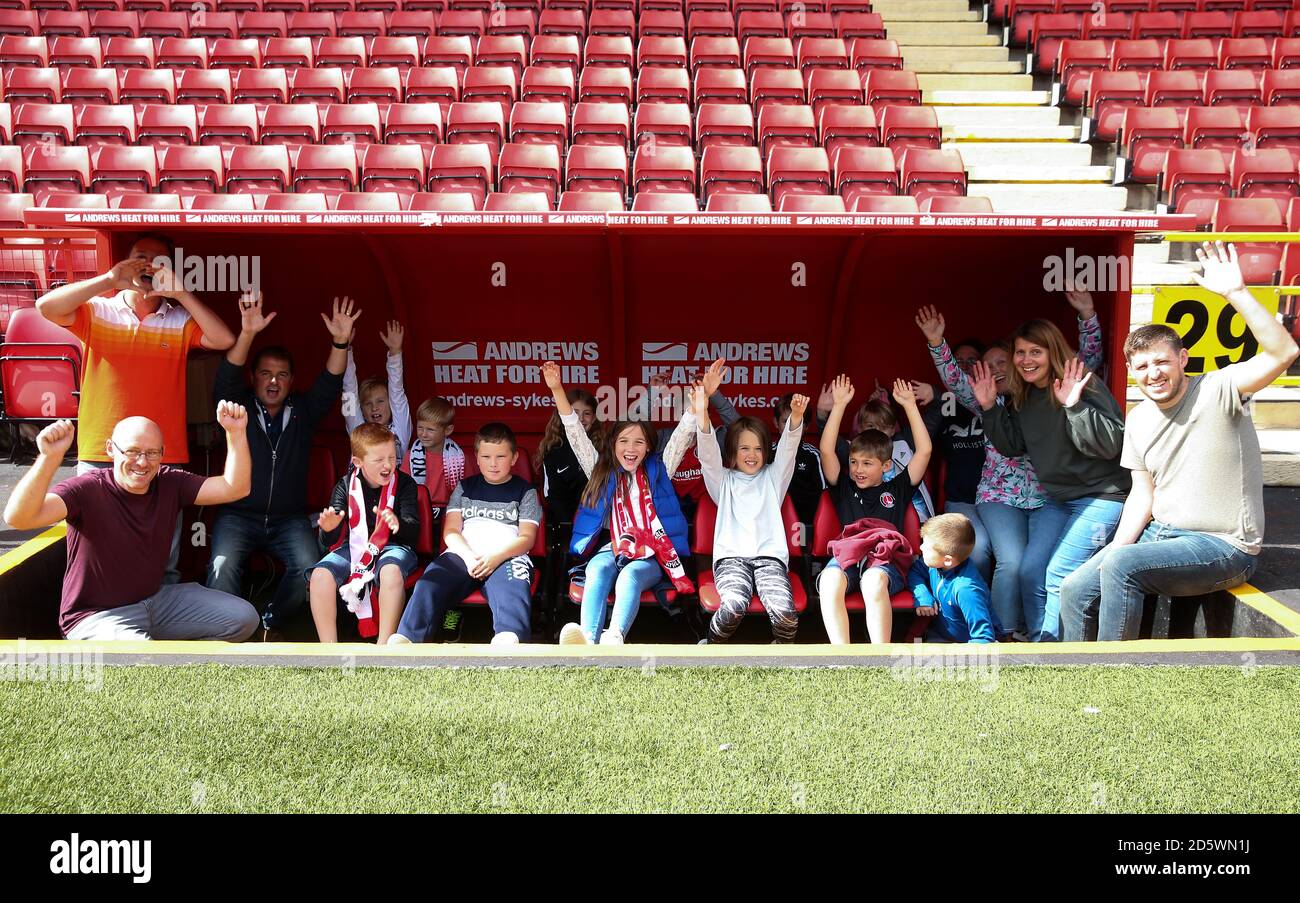 Charlton Athletic fans in the manager's dugout Stock Photo - Alamy