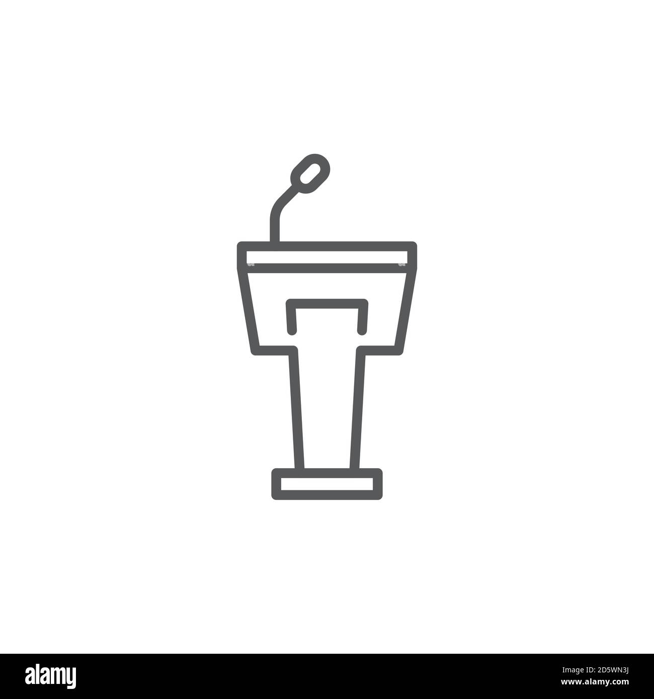 Podium with microphone vector icon symbol isolated on white background ...