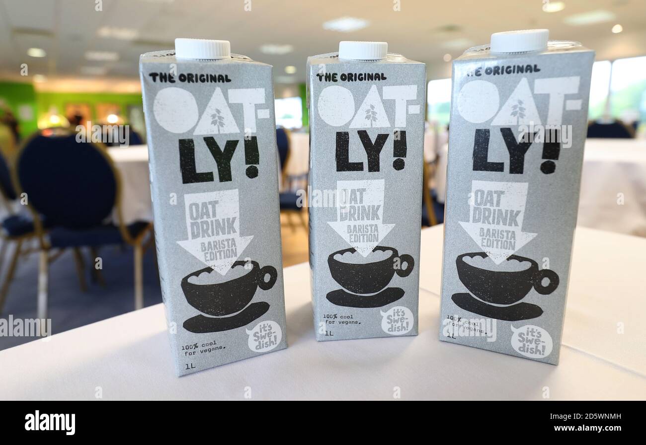 Oat milk inside the hospitality at The New Lawn Stadium, home to Forest ...