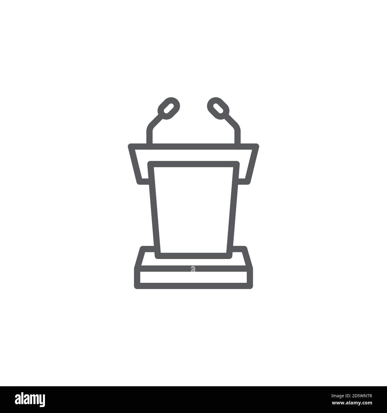 Podium with microphone vector icon symbol isolated on white background ...