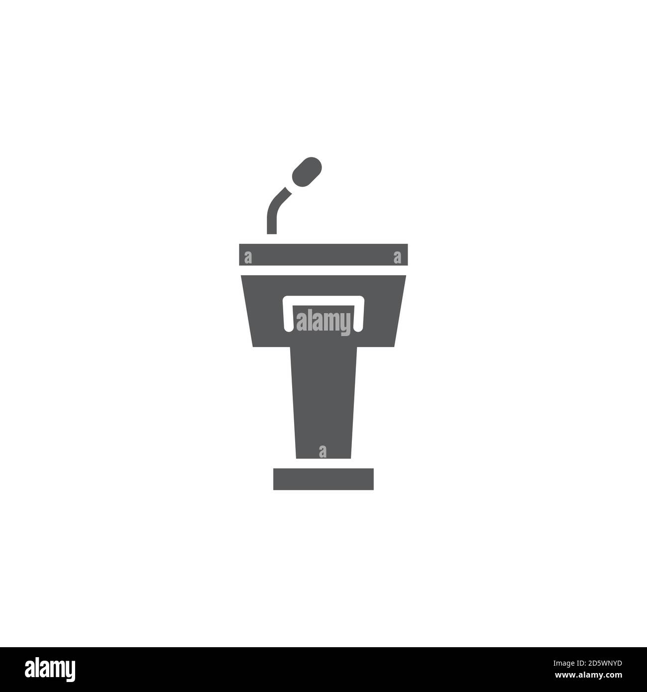 Podium with microphone vector icon symbol isolated on white background ...