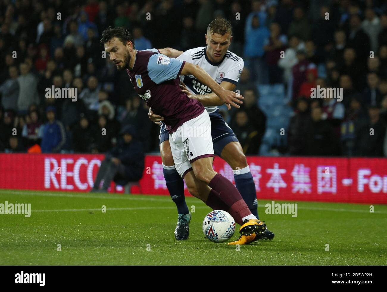 Aston Villa's Robert Snodgrass and Middlesbrough's Ben Gibson Stock ...