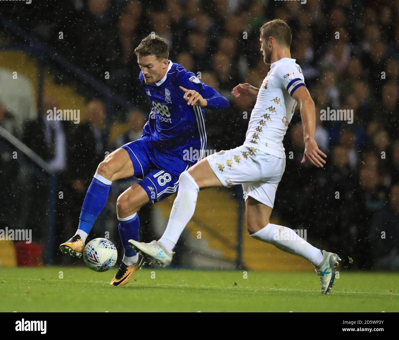 Leeds United's Liam Cooper and Birmingham City's Sam Gallagher Stock ...
