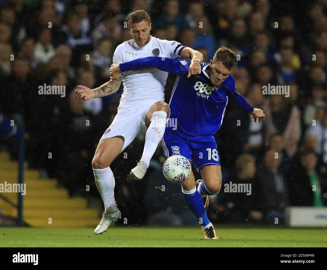 Leeds United's Liam Cooper and Birmingham City's Sam Gallagher Stock ...
