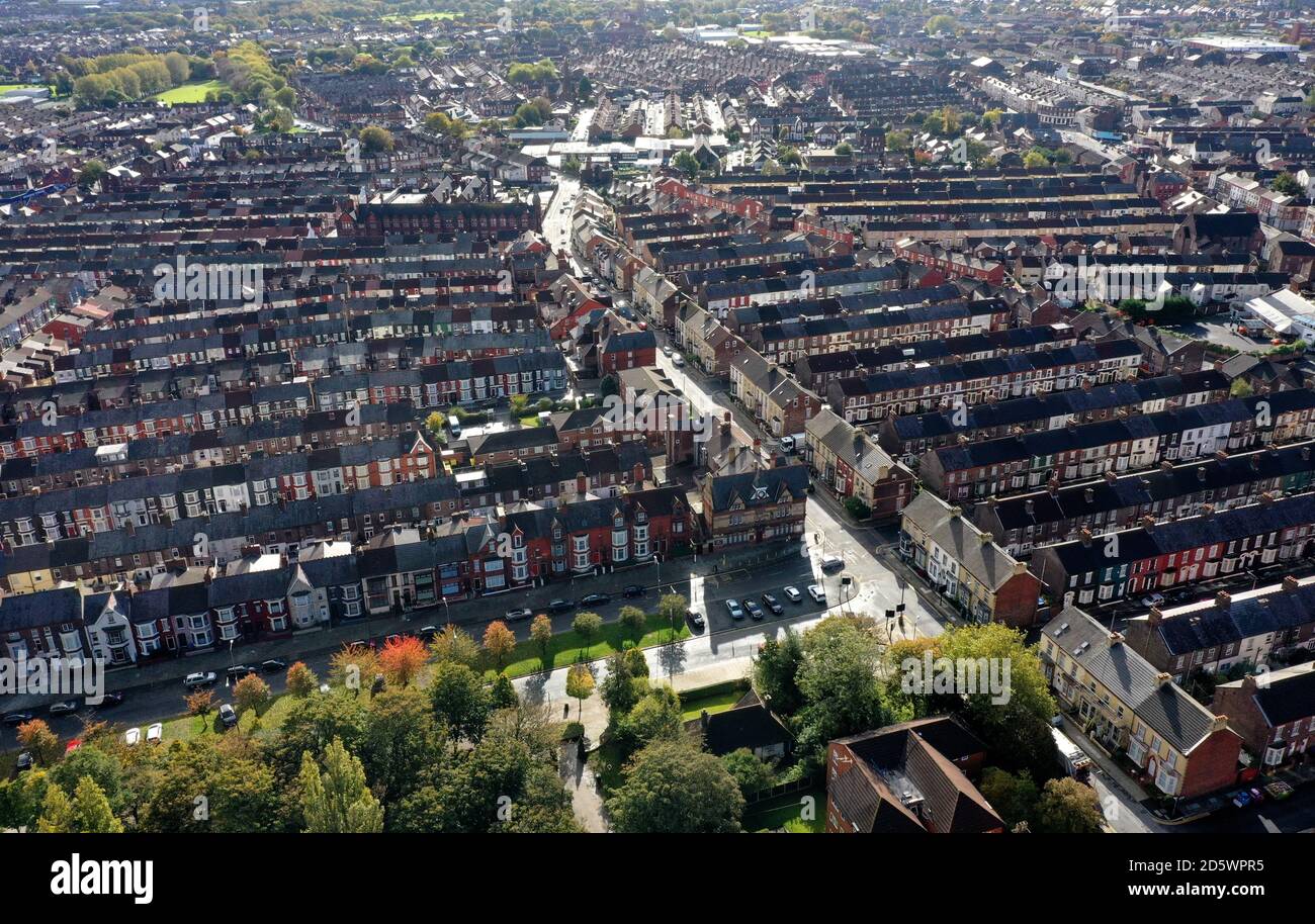 A general view of Liverpool taken by drone from Stanley Park Stock ...
