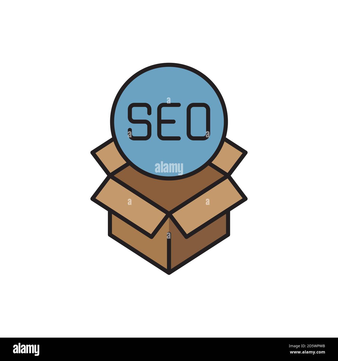 SEO package vector icon symbol isolated on white background Stock ...
