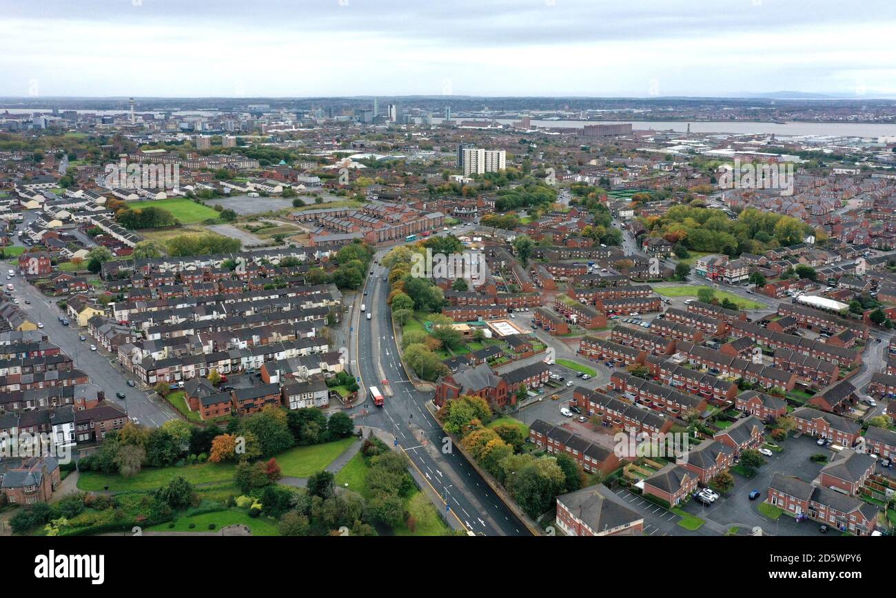 A general view of Liverpool taken by drone from Stanley Park Stock ...