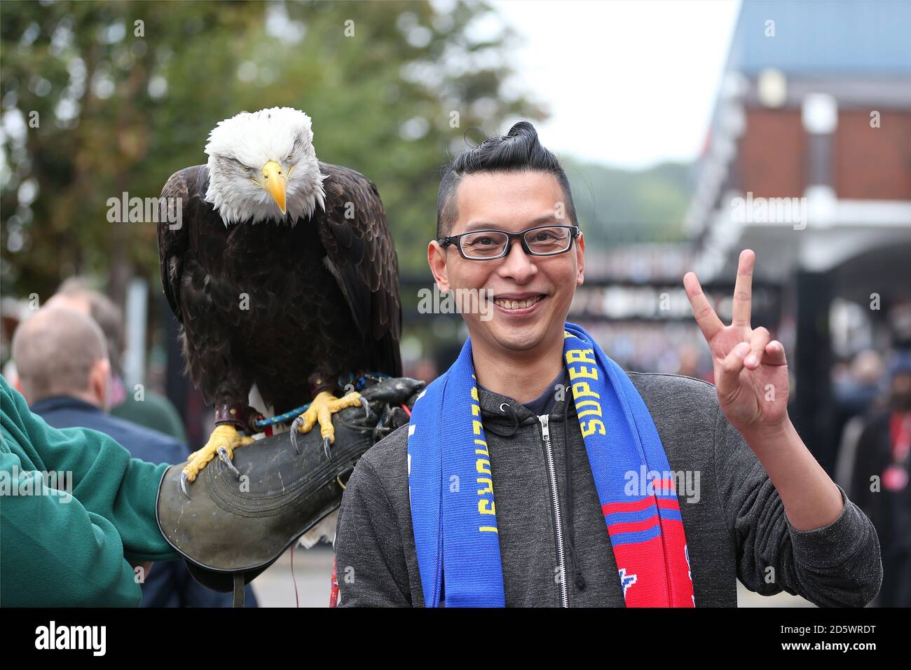 Crystal palace mascot Kayla the American Bald Eagle with a fan before ...