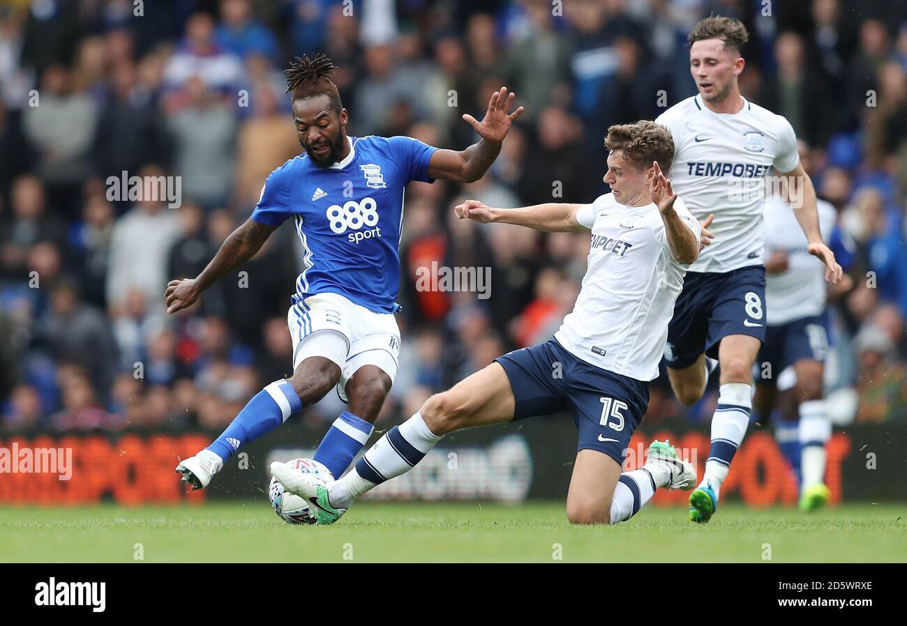 Birmingham City's Jacques Maghoma and Preston North End's Callum Woods ...