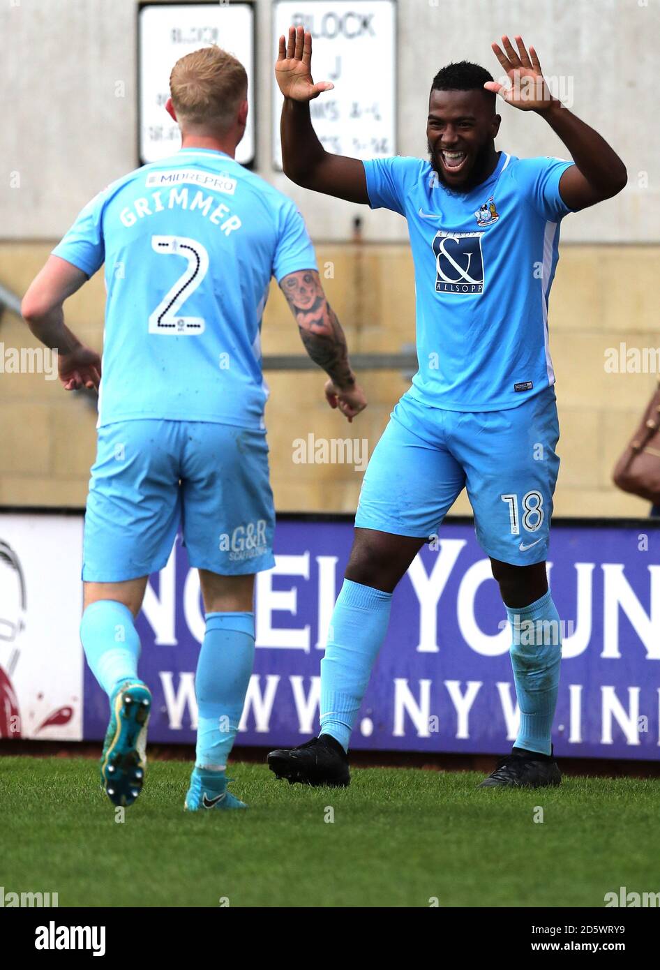 Coventry City's Duckens Nazon celebrates his Goal with team mate Jack ...