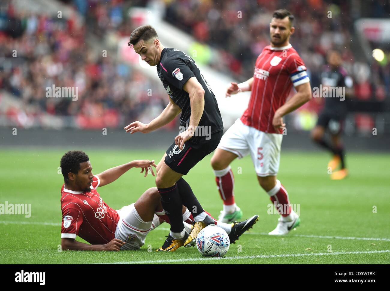 Bristol City's Korey Smith and Derby County's Tom Lawrence Stock Photo ...
