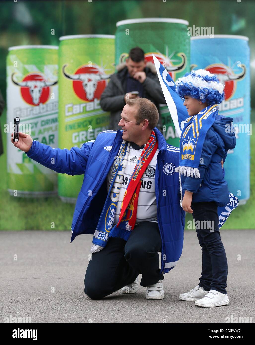Chelsea supporters Aaron (right) and Tim Ndoci before the game against ...