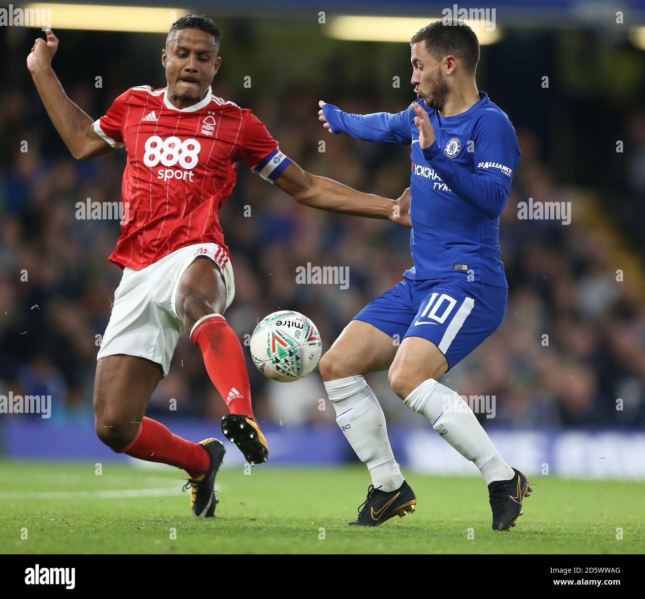 Chelsea's Eden Hazard and Nottingham Forest's Michael Mancienne battle ...