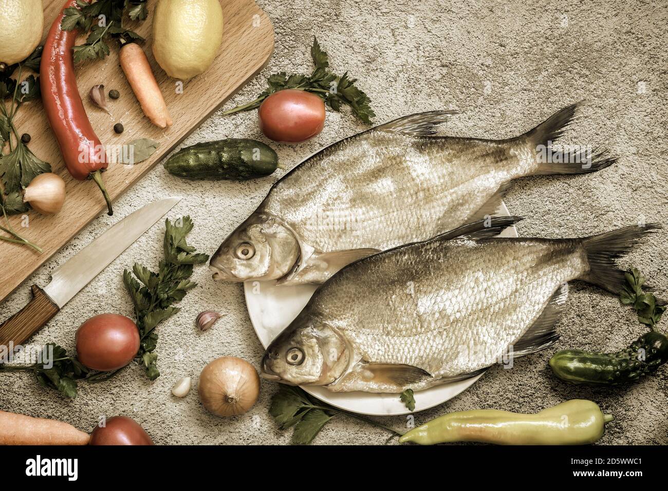 Large river fish bream cooked for frying Stock Photo - Alamy