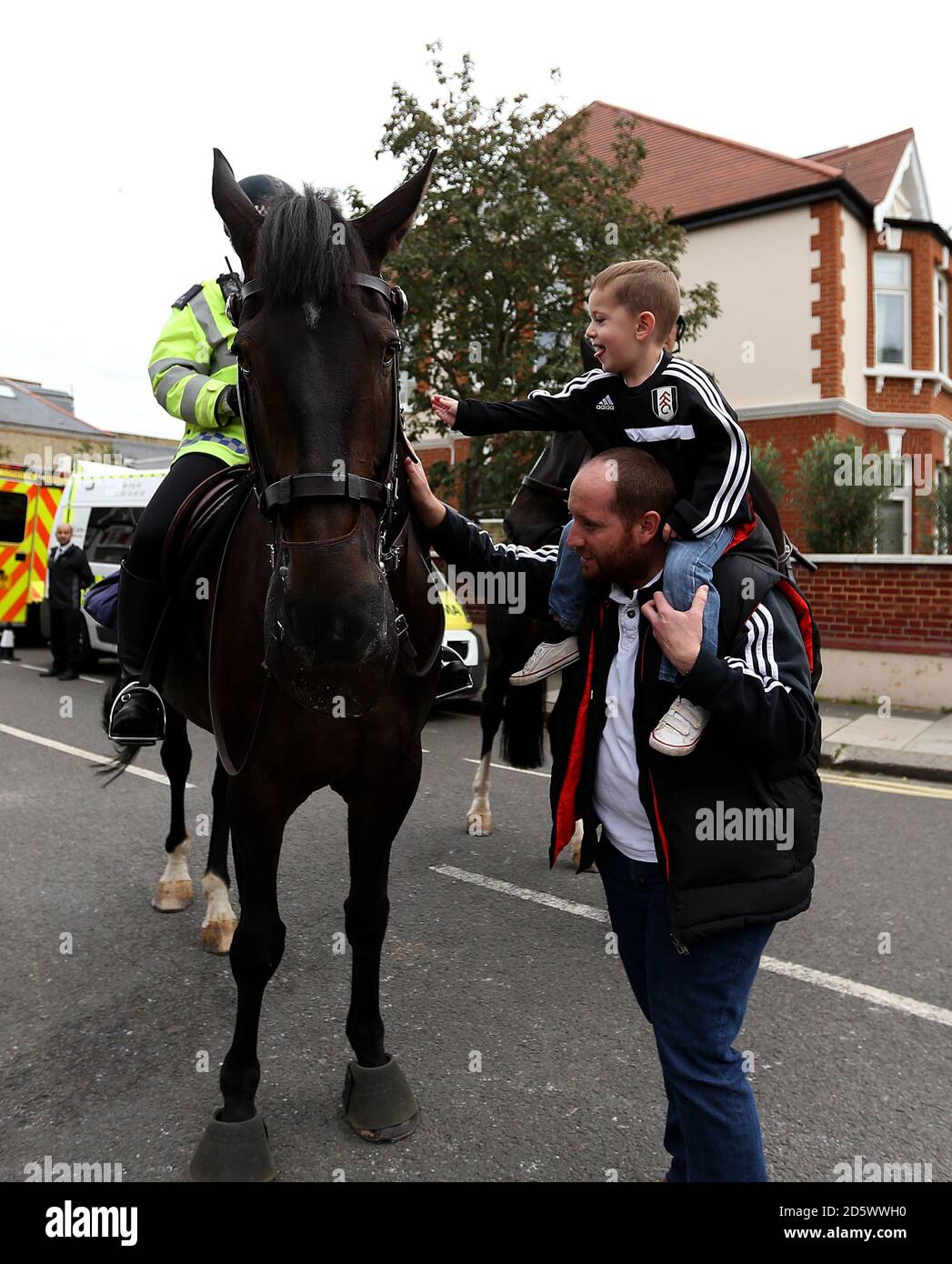 General view Fulham fans and police outside of the ground before the ...
