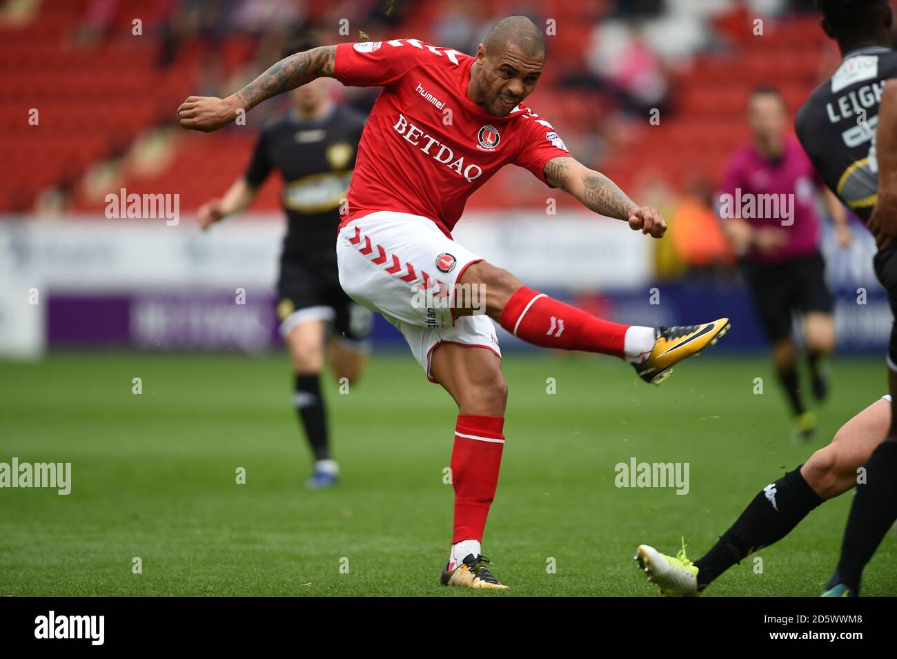 Charlton Athletic's Josh Magennis has a shot on goal Stock Photo - Alamy