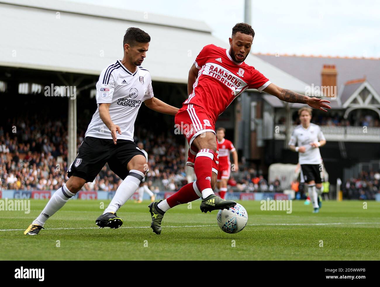 Middlesbrough's Lewis Baker and Fulham's Rui Fonte in action Stock ...