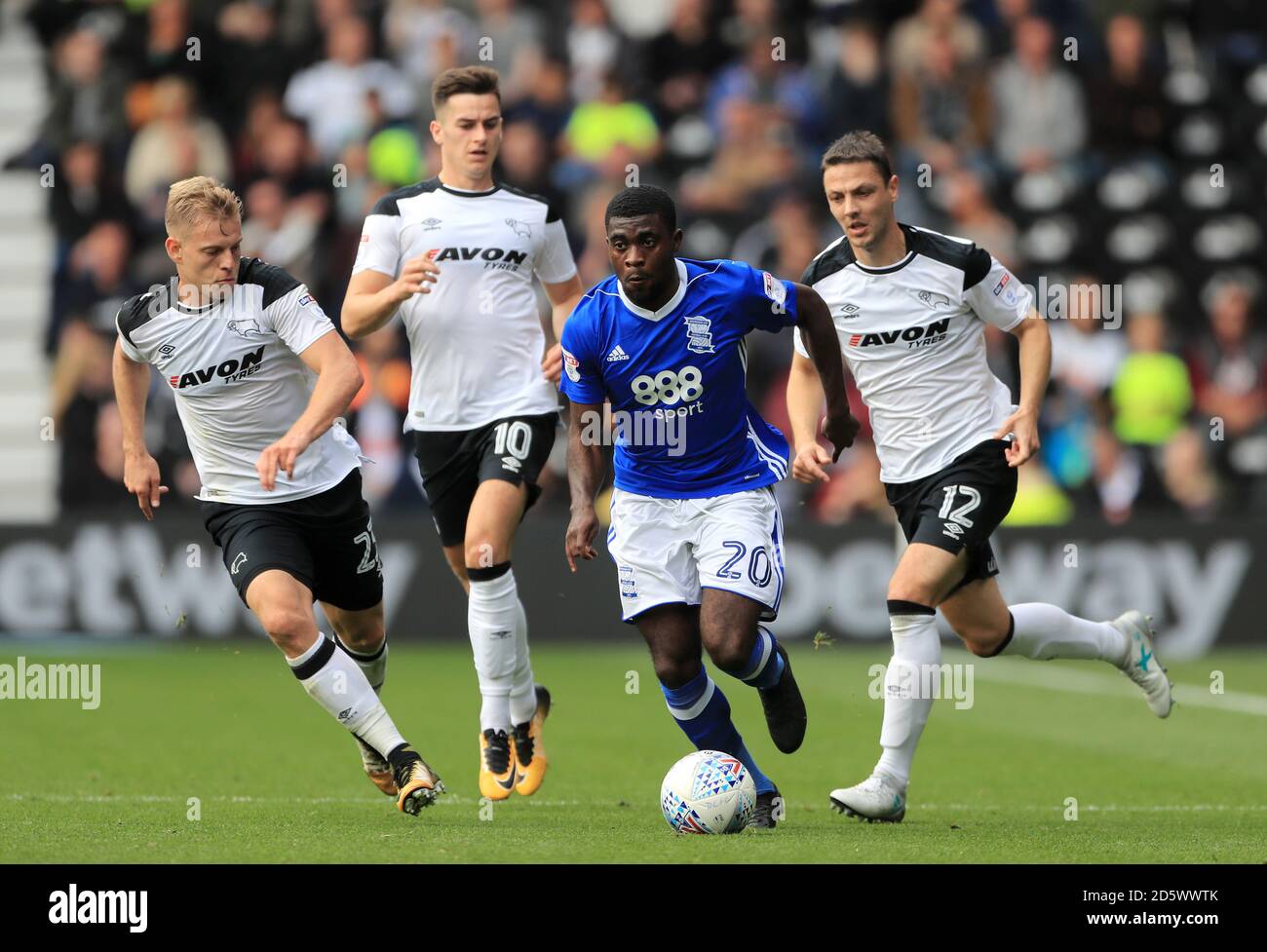 Birmingham City's Jeremie Boga gets past Derby County's Matej Vydra ...