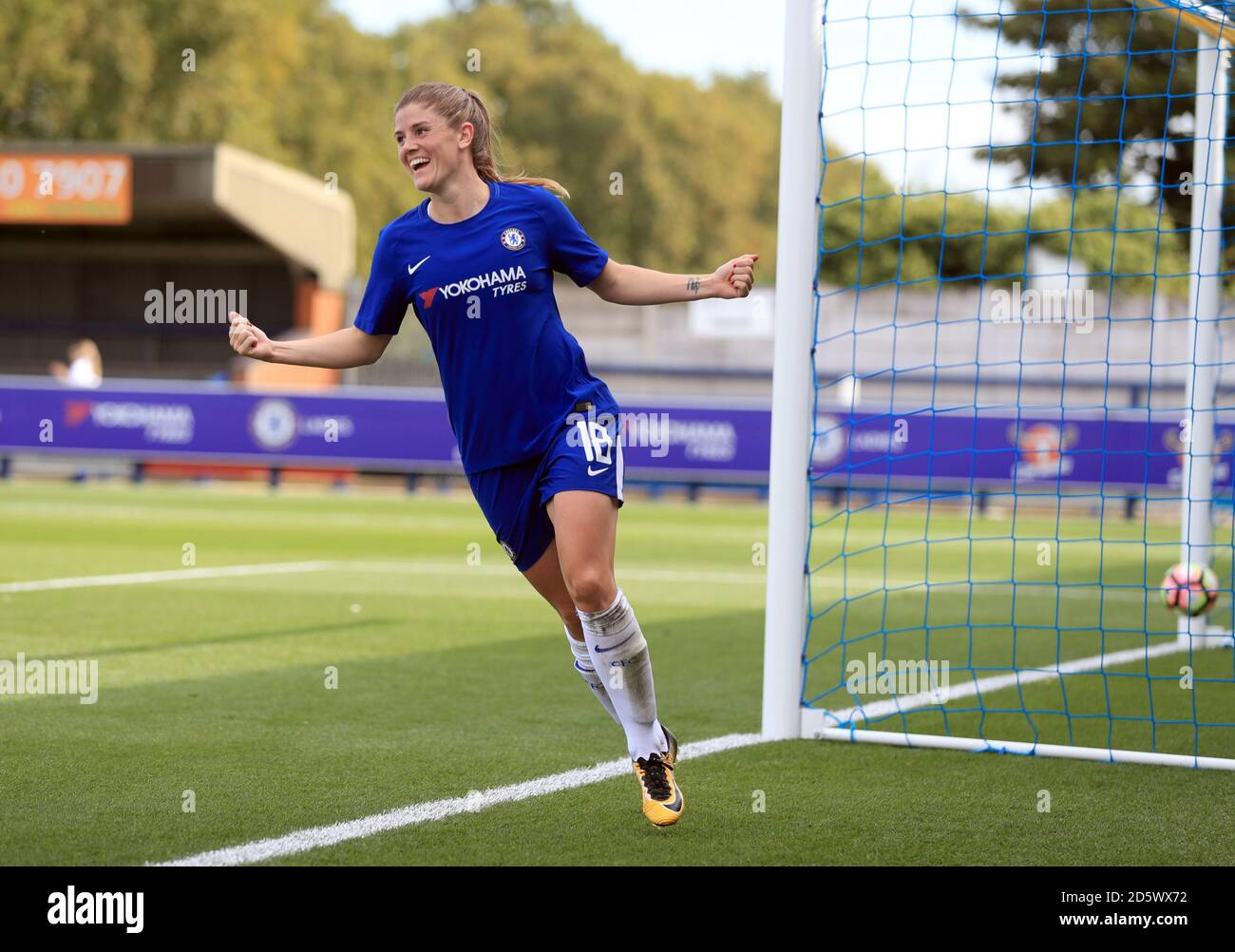 Chelsea's Maren Mjelde celebrates scoring the third goal Stock Photo ...