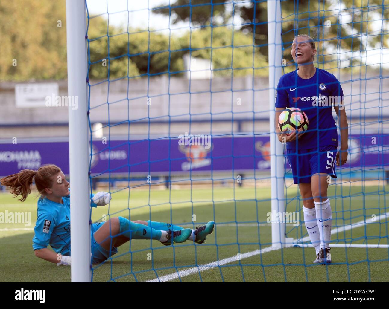 Chelsea's Gilly Flaherty celebrates scoring their sixth goal Stock ...