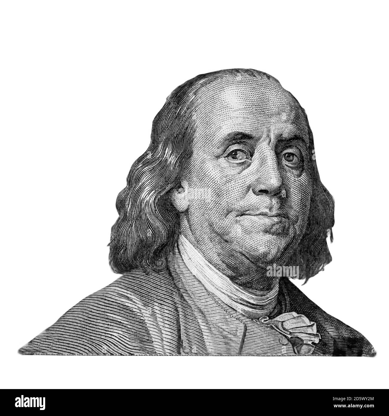 Benjamin franklin face banknote Black and White Stock Photos & Images ...
