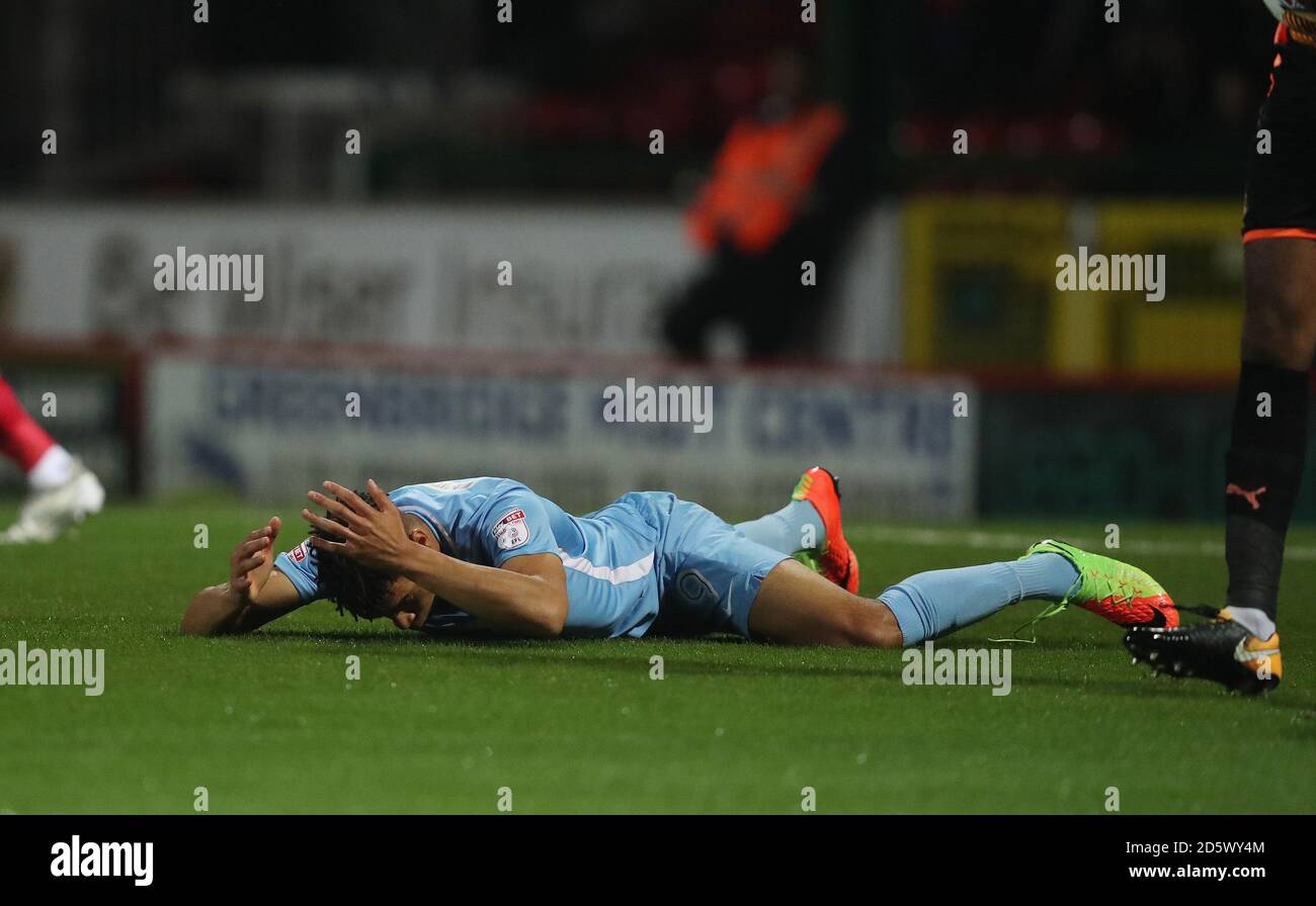 Coventry City's Max Biamou reacts after not winning a penalty Stock ...