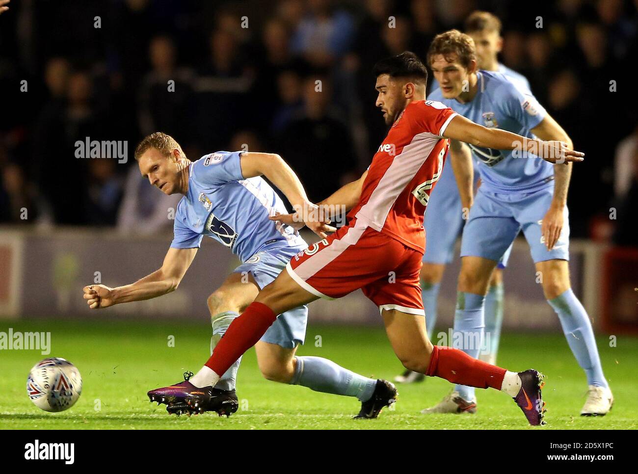 Coventry City's Stuart Beavon battles for the ball Stock Photo - Alamy