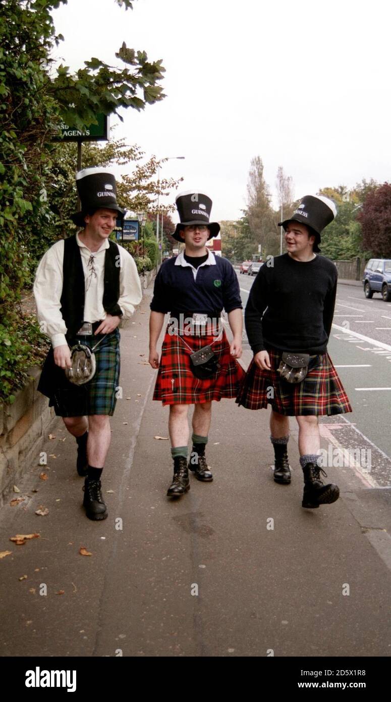 Scotland fans wearing Guinness hats Stock Photo - Alamy