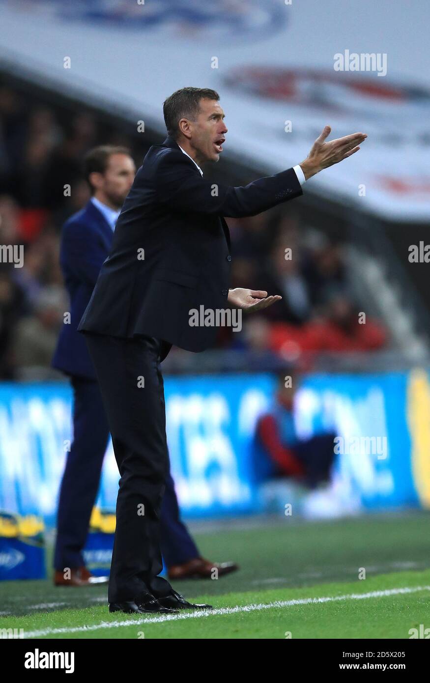 Slovenia manager Srecko Katanec gestures on the touchline Stock Photo ...
