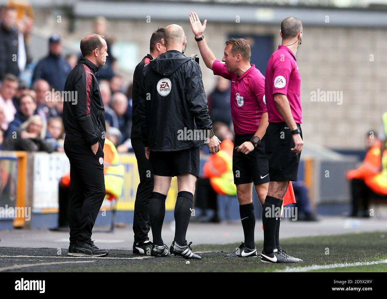 Barnsley manager Paul Heckingbottom is sent to the stands by referee ...