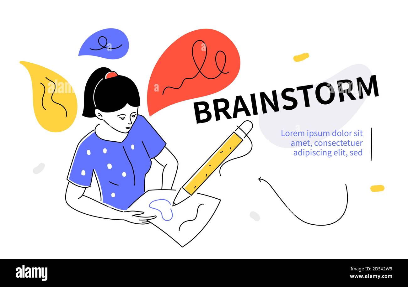Brainstorm - modern colorful flat design style web banner Stock Vector ...