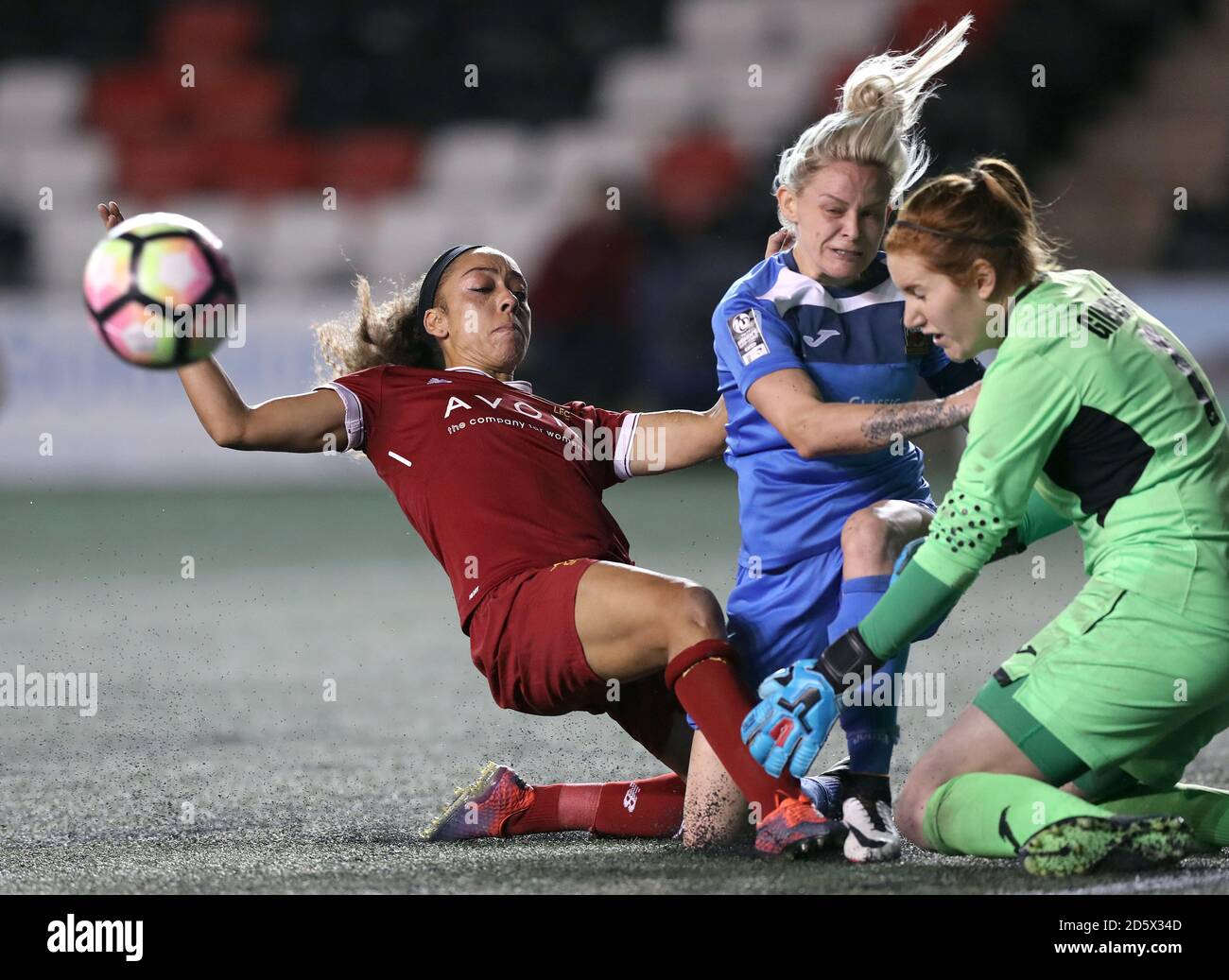 Liverpool's Jess Clarke battles for the ball with Sheffield Ladies ...
