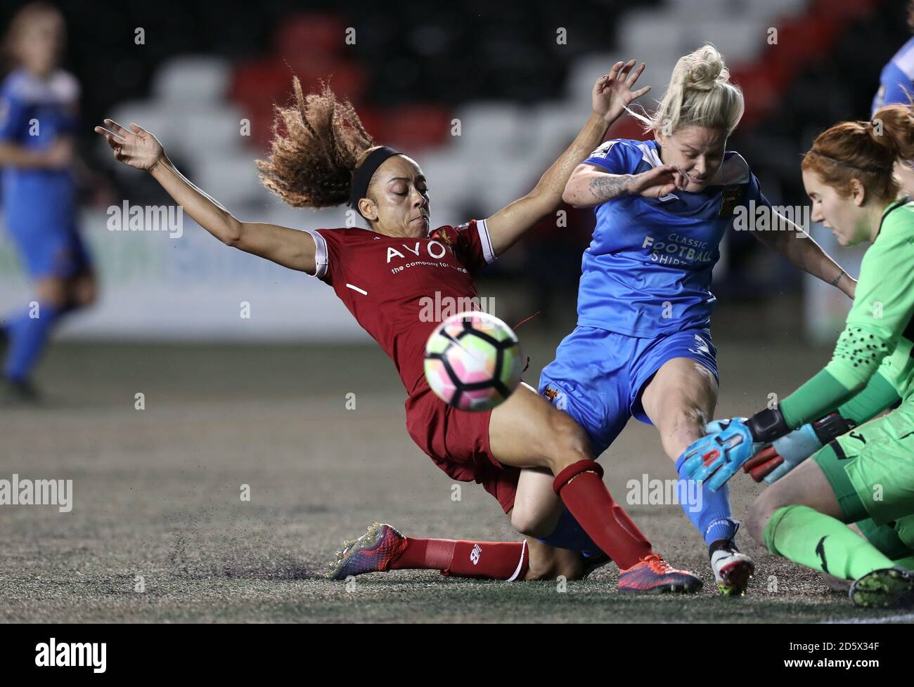 Liverpool's Jess Clarke battles for the ball with Sheffield Ladies ...