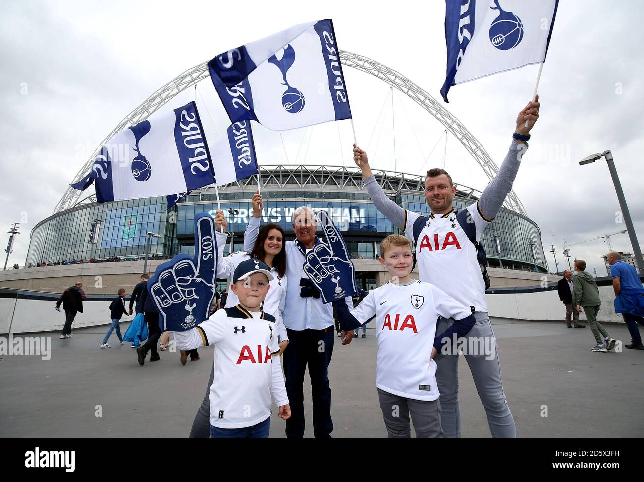 Tottenham Hotspur fans show their support outside the stadium prior to ...