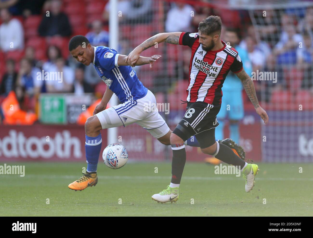 Ipswich Town's Myles Kenlock and Sheffield United's Kieron Freeman ...