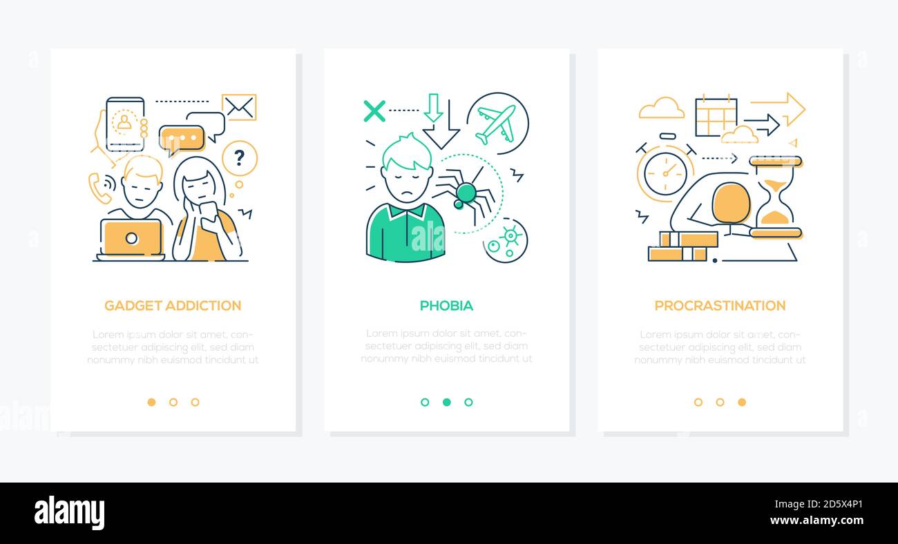 Human psychological problems line design style web banners Stock Vector ...