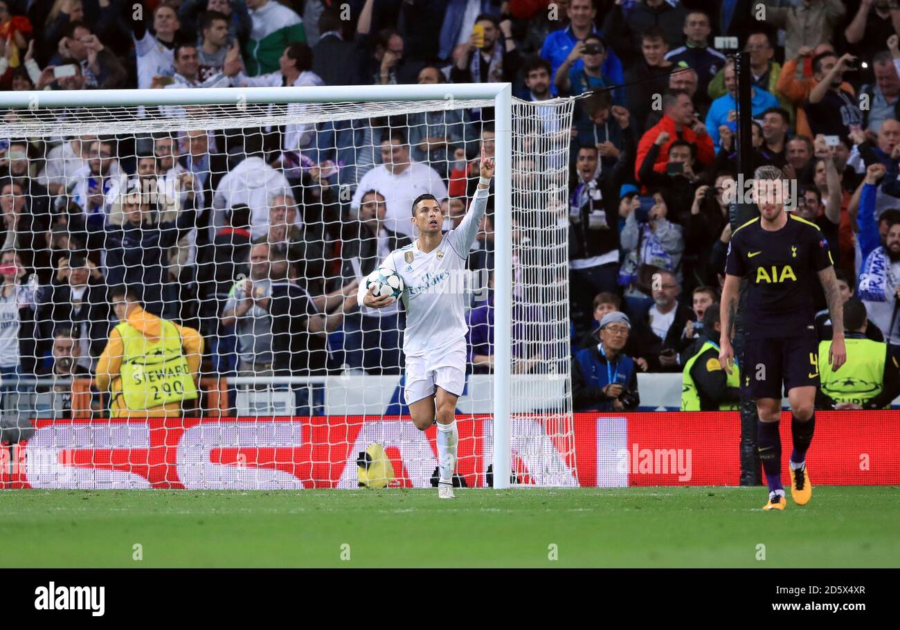 Real madrids cristiano ronaldo celebrates scoring hi-res stock ...
