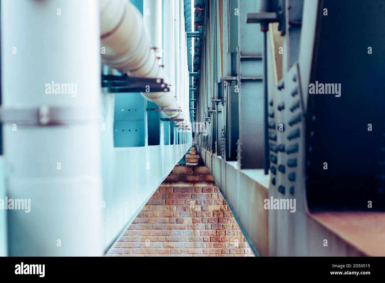 Perspective of steel structural elements of railway bridge in warsaw ...