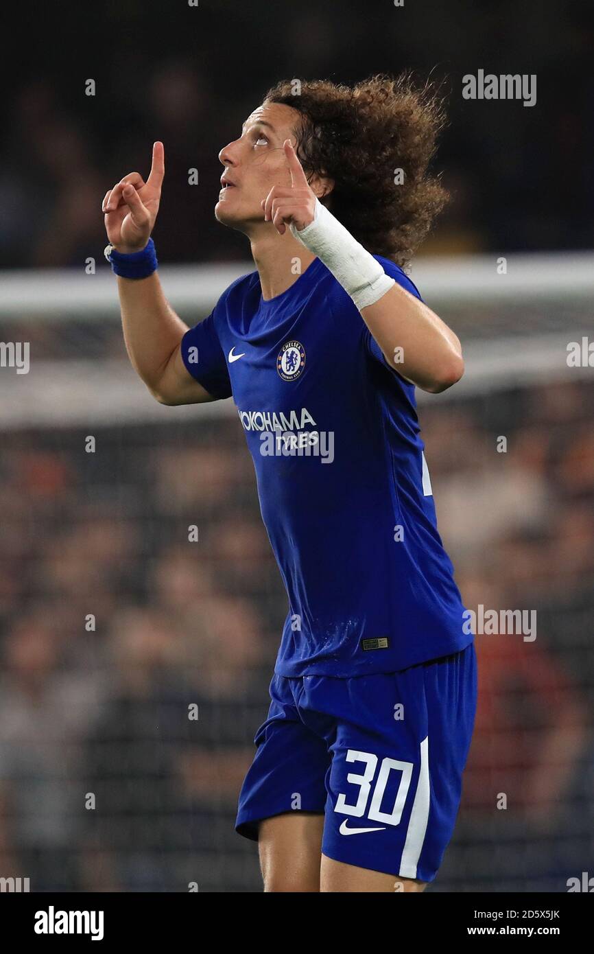 Chelsea's David Luiz celebrates scoring his side's second goal of the ...