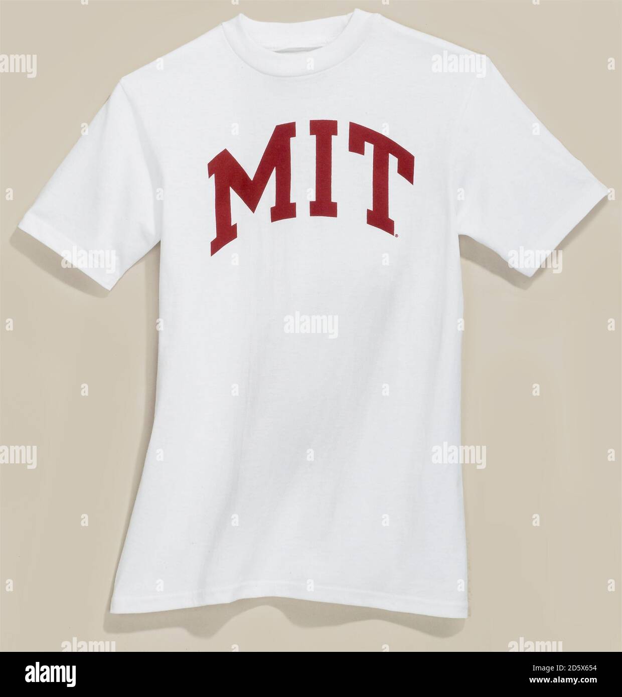 White MIT college t-shirt photographed on a white background Stock ...
