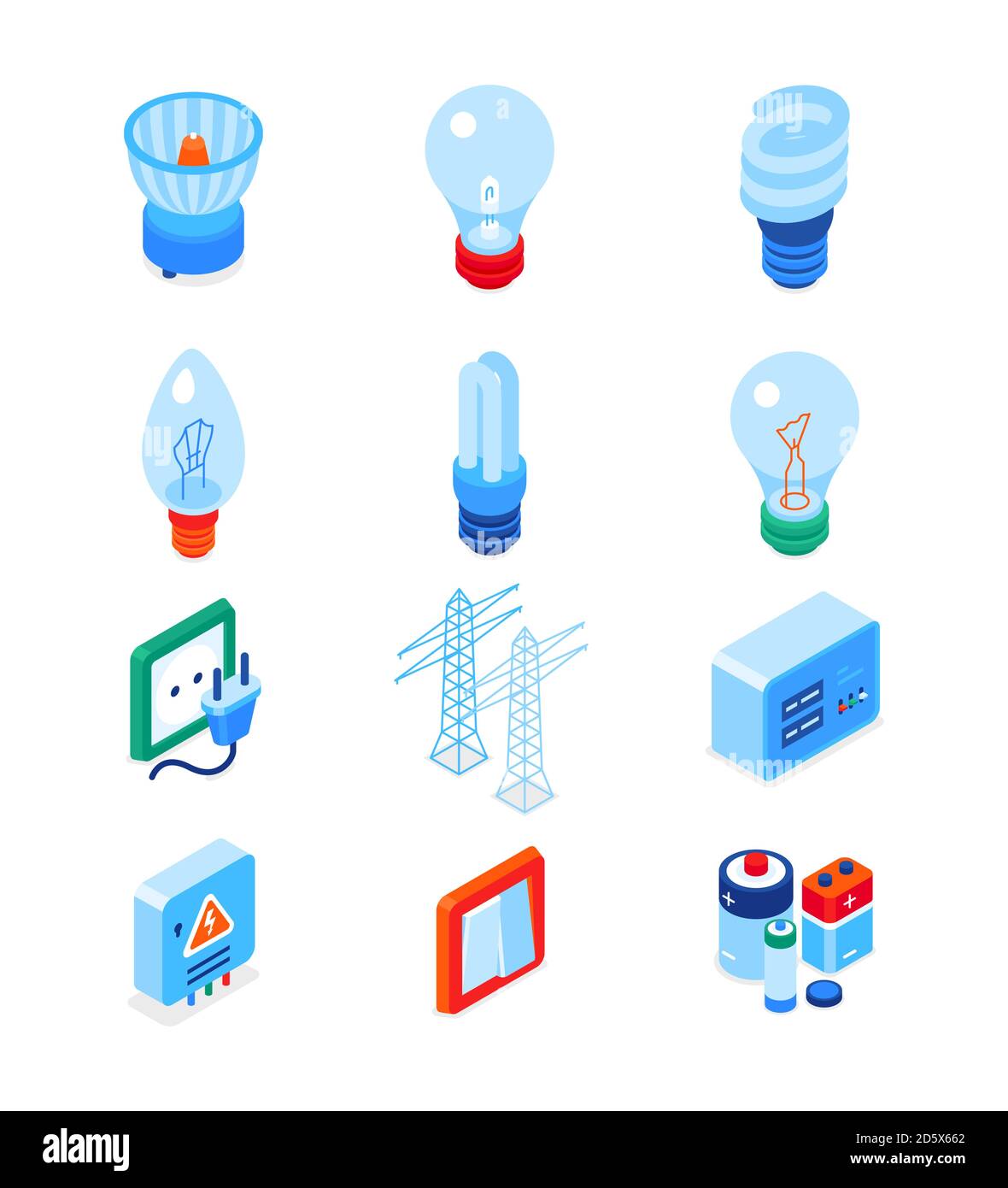 Electrical supplies - modern colorful isometric icons set Stock Vector ...