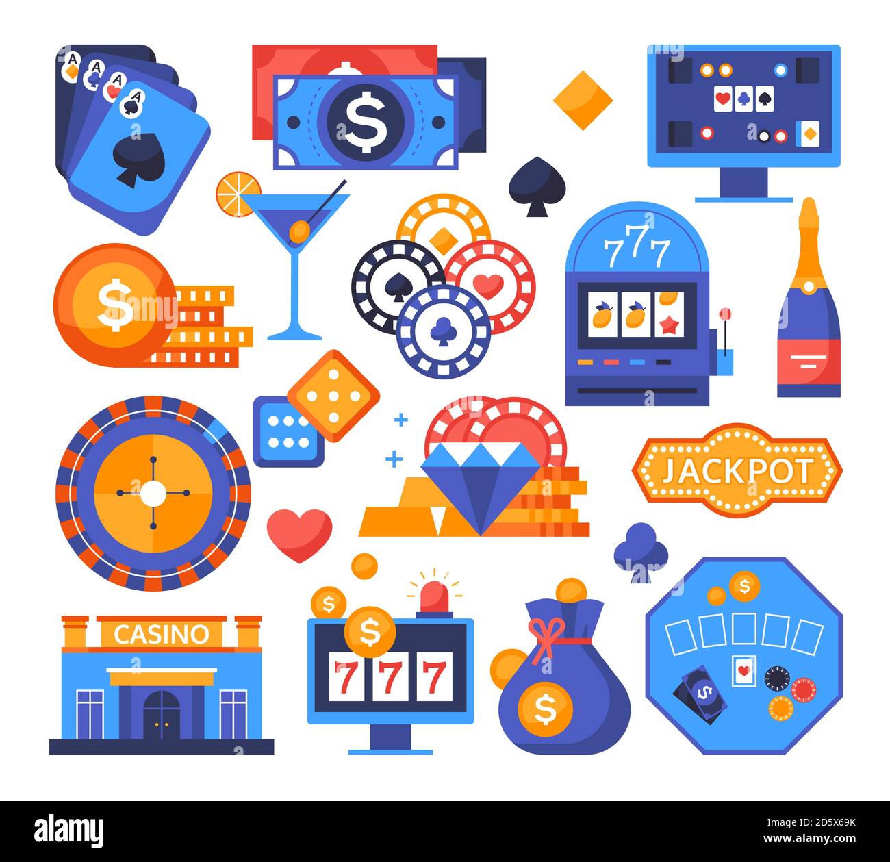Gaming object - set of flat design style elements Stock Vector Image ...