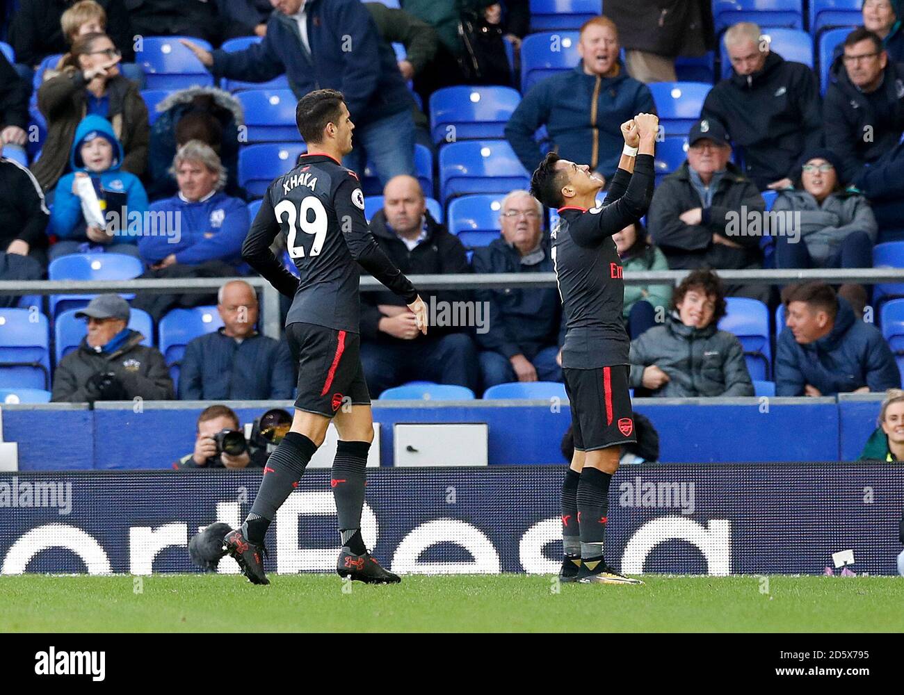 Arsenal's Alexis Sanchez celebrates scoring his side's fifth goal of ...