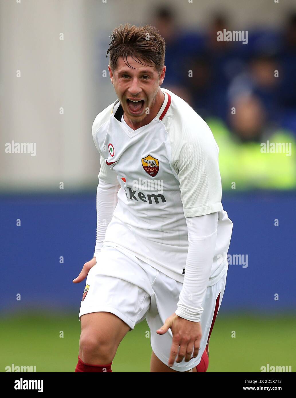 AS Roma's Andrea Marcucci celebrates scoring his side's first goal of ...