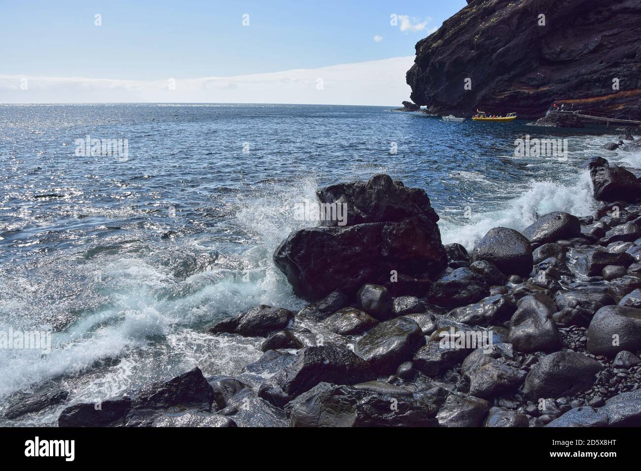 Rocky beach in Tenerife. Masca beach with black rocks in Tenerife ...