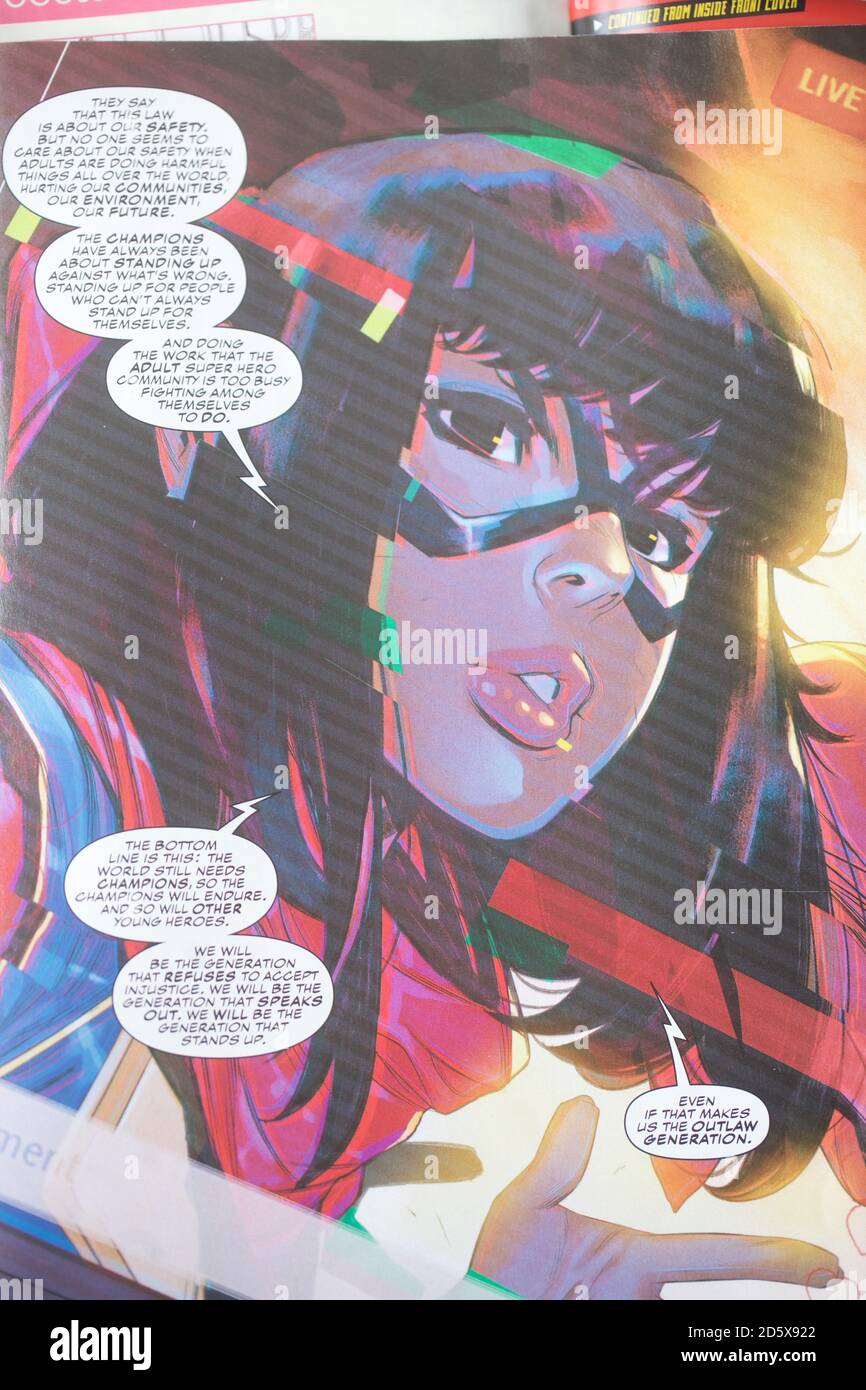 Marvel comic interior close up of Ms Marvel, featuring a muslim ...