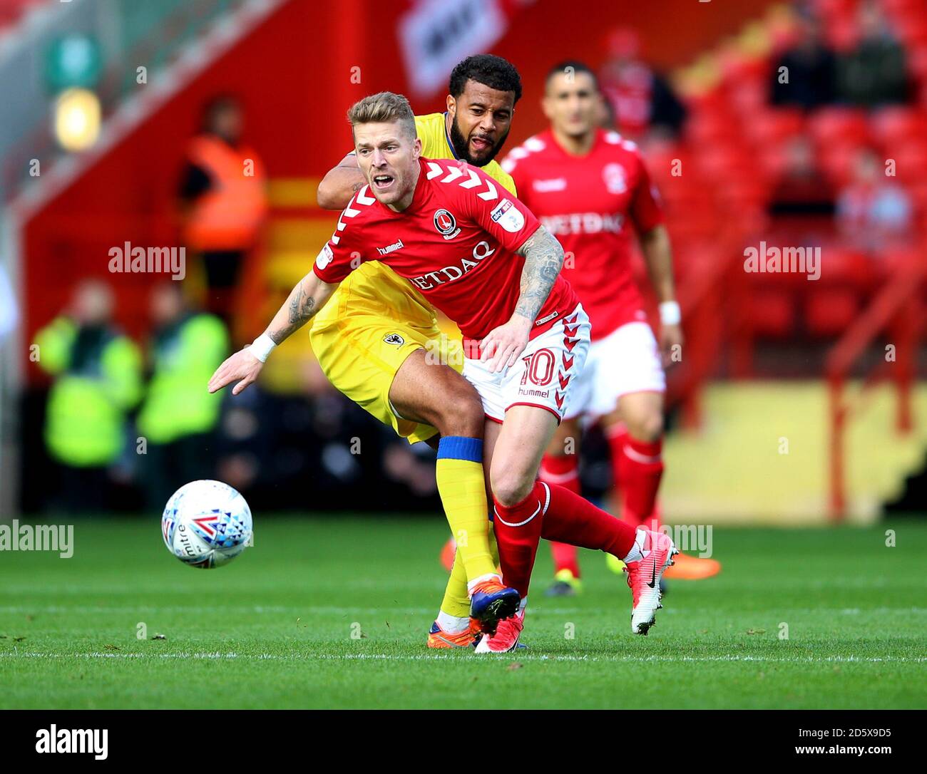 Charlton Athletic's Billy Clarke and AFC Wimbledon's Tom Soares Stock ...